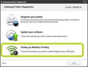 Configuring Wi-Fi Settings Using Samsung Printer Diagnostics